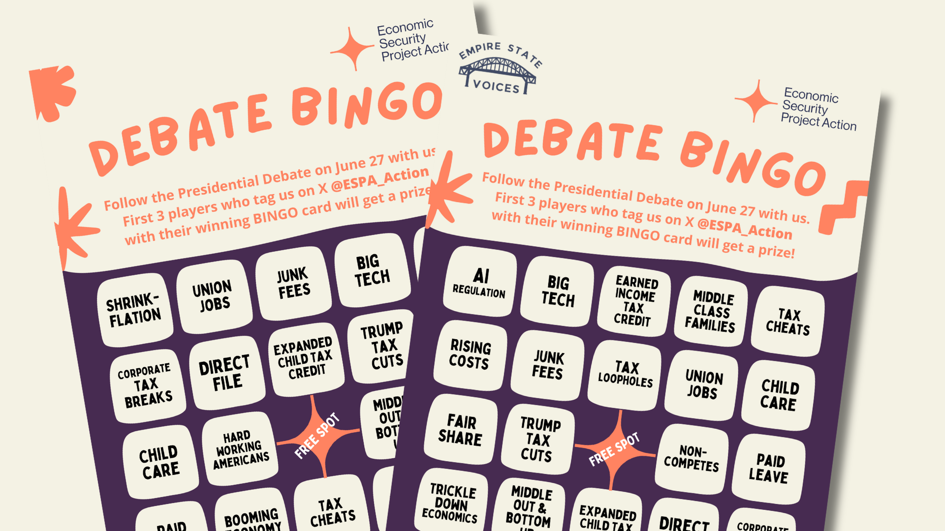 Presidential Debate Bingo - Economic Security Project Action